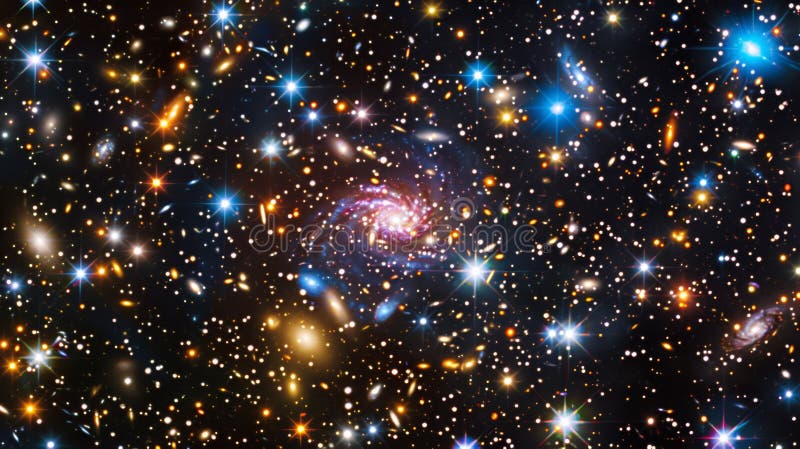 A Large Cluster of Galaxies in the Night Sky, AI Stock Photo - Image of ...