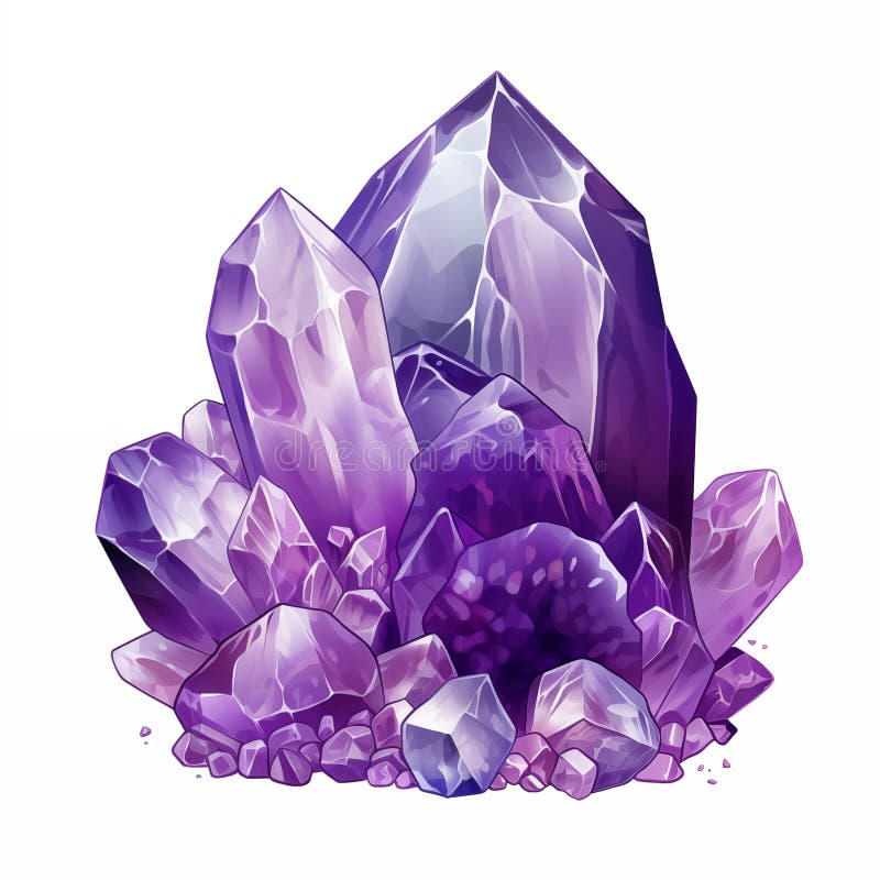 Large Cluster of Purple Crystals and Gemstones Displaying a Shiny ...