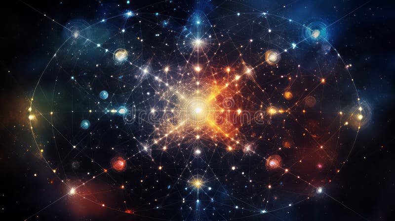 Large Cluster of Stars in the Middle of a Night Sky Stock Illustration ...