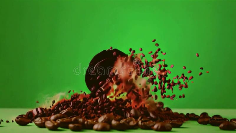 Large Coffee Beans Explode into Brown Powder. Stock Footage - Video of ...