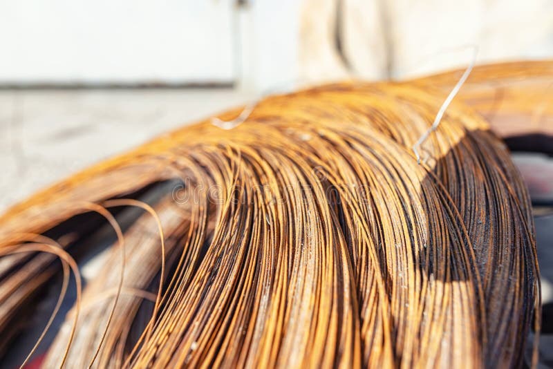 Large Coil of Old Rusty Wire Lies on Wooden Pallet Stock Image - Image ...
