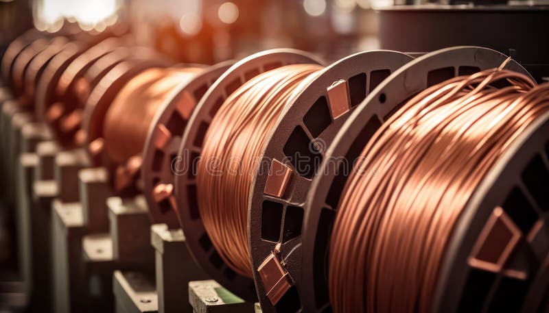 Large Coils with Copper Wire in Production Stock Illustration ...