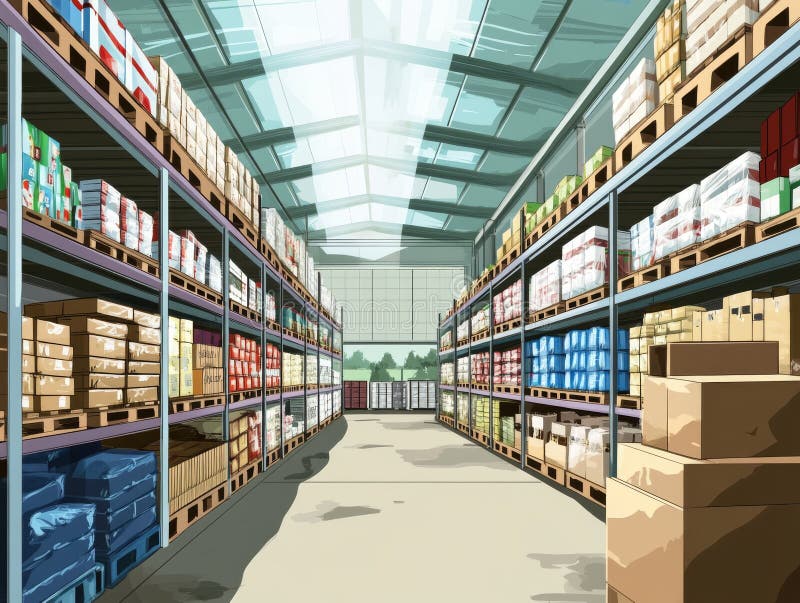 A Large Cold Storage Facility with Numerous Shelves of Frozen Goods and ...