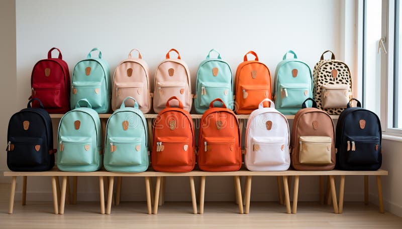 A Large Collection of Backpacks in a Modern Store Generated by AI Stock ...