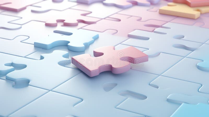 Pastel Jigsaw Puzzle: Photorealistic Detailing with Serene Colors Stock ...