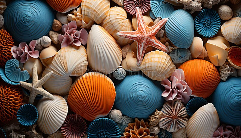 A Large Collection of Colorful Seashells Decorate the Underwater Reef ...