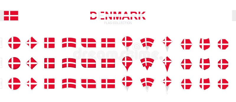 Large Collection of Denmark Flags of Various Shapes and Effects Stock ...