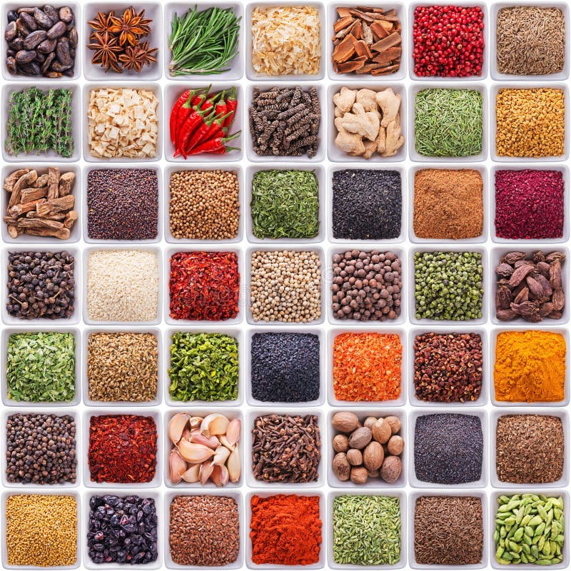 Large Collection of Different Spices and Herbs Stock Image - Image of ...