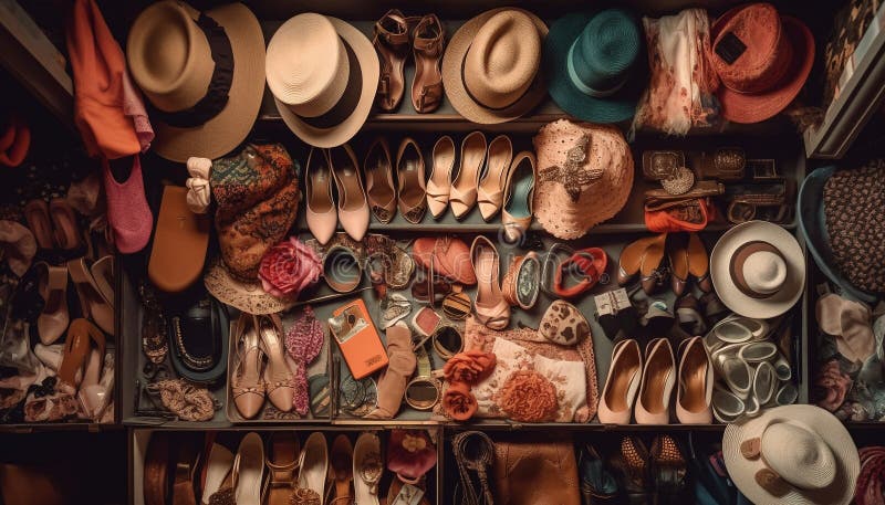 Large Collection of Elegant Shoes on Display Generated by AI Stock ...