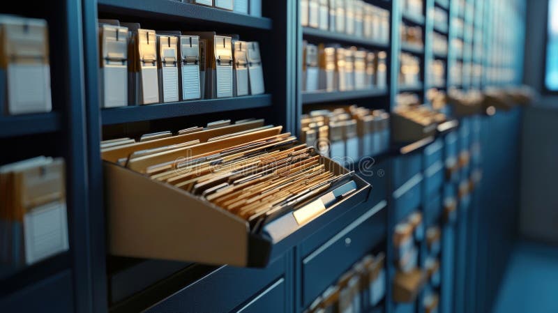 A Large Collection of Files in a Filing Cabinet Stock Illustration ...