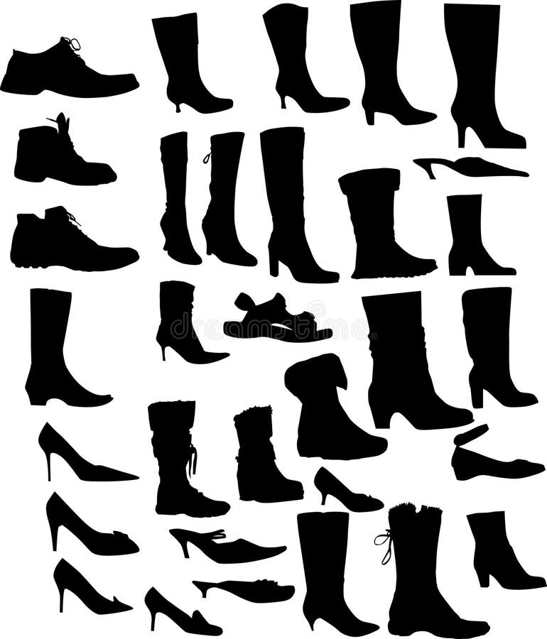 Large Collection of Footwears Stock Illustration - Illustration of ...