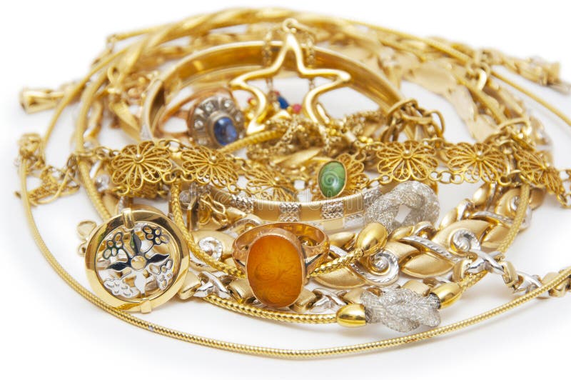 Large Collection of Gold Jewellery Stock Image - Image of bigotries ...