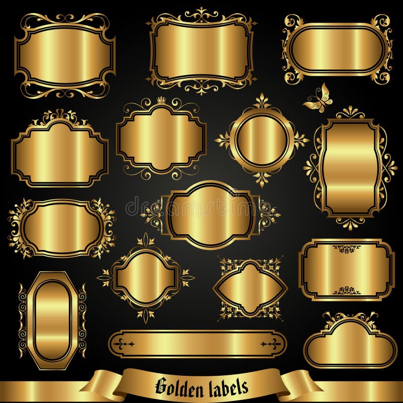 Large Collection of Golden Labels - Vector Design Stock Vector ...