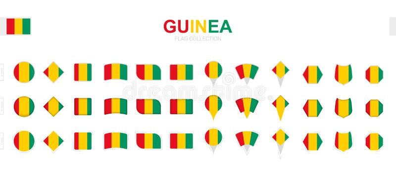 Large Collection of Guinea Flags of Various Shapes and Effects Stock ...