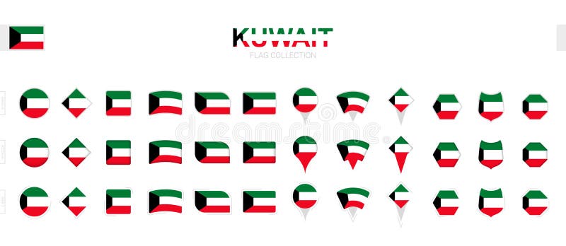 Large Collection of Kuwait Flags of Various Shapes and Effects Stock ...