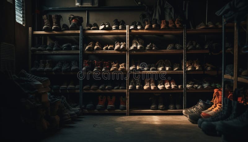 Large Collection of Leather Shoes in a Modern Shoe Store Generated by ...