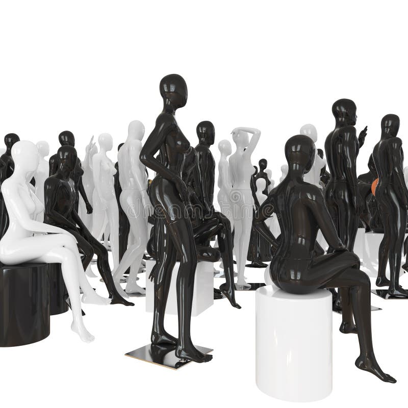 A Large Collection of Mannequins in Different Poses Views from the Side ...