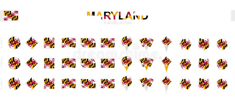 Large Collection of Maryland Flags of Various Shapes and Effects Stock ...