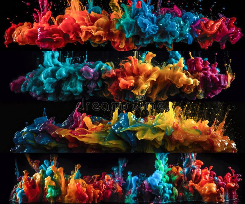 A Large Collection of Multi-colored Paints, Mixed in Water. a Set of ...