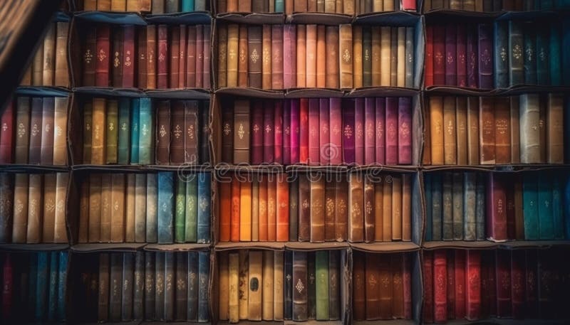 A Large Collection of Old Books in Rows Generated by AI Stock ...