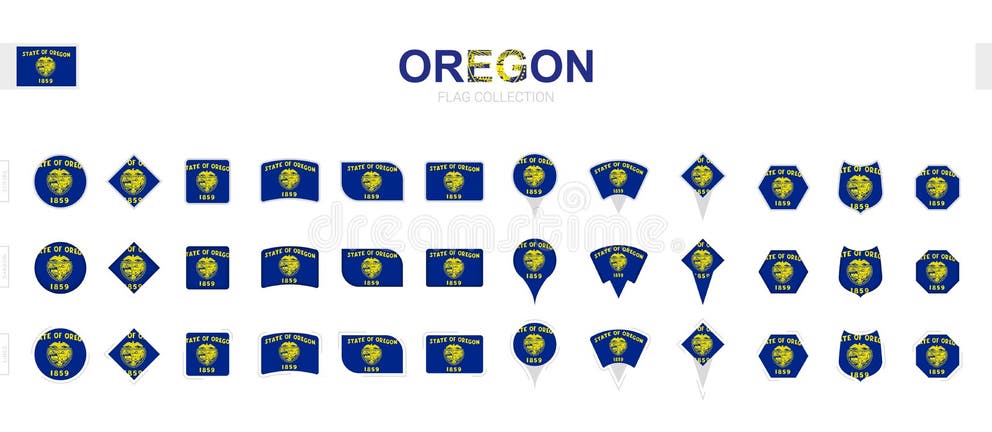 Large Collection of Oregon Flags of Various Shapes and Effects Stock ...
