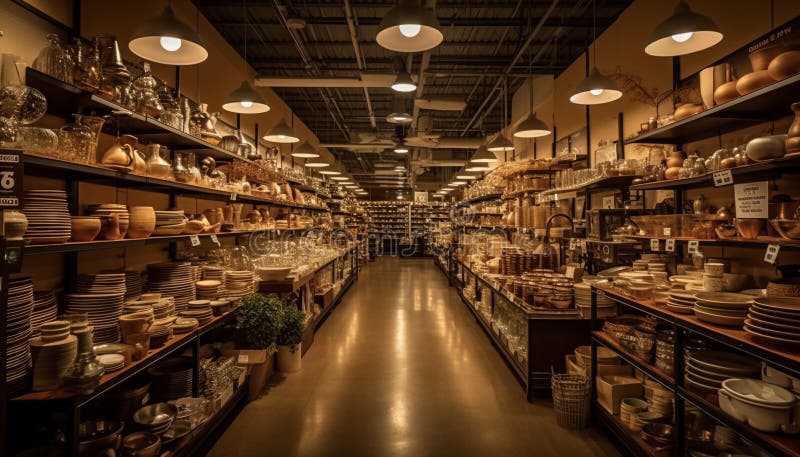 Large Collection of Pottery in Retail Store Generated by AI Stock ...