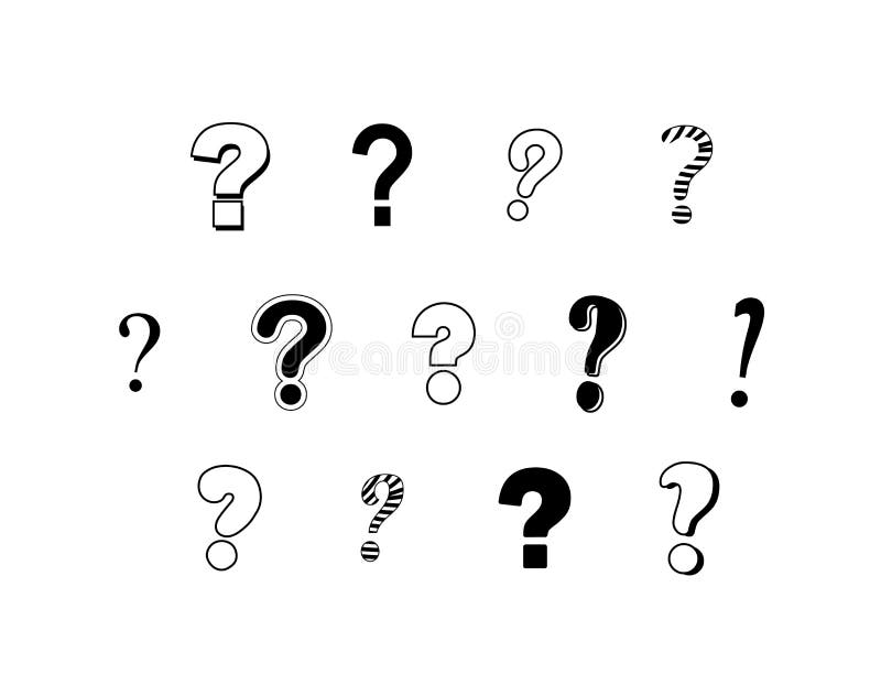 Large Collection of Question Marks. Question Points are Hand Drawn and ...