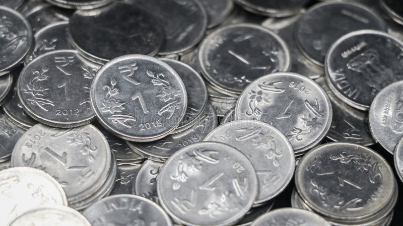 1 or One Rupee Silver Indian Coins Stock Image - Image of inflation ...