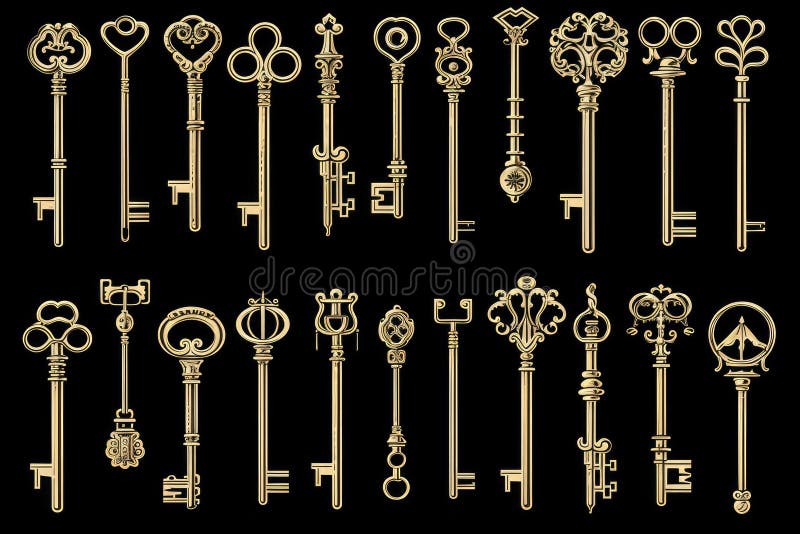 152_Keys of Different Colors. Isolated on White Background Stock Vector ...