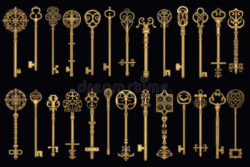 Large Collection of Silhouettes of Retro Keys of Different Styles Stock ...