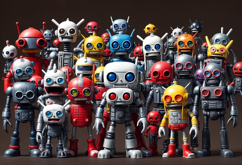 A Large Collection of Various Punk Style Robot Characters - Generated ...