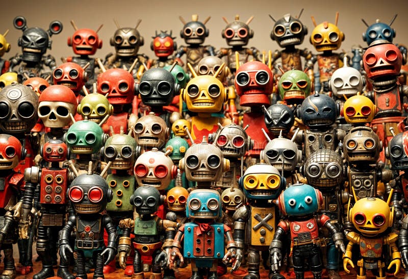A Large Collection of Various Punk Style Robot Characters - Generated ...