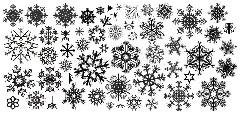 A Large Collection of Vector Varied Snowflakes 57 Elements, Separated ...