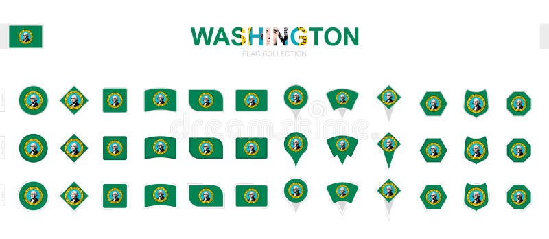 Large Collection of Washington Flags of Various Shapes and Effects ...