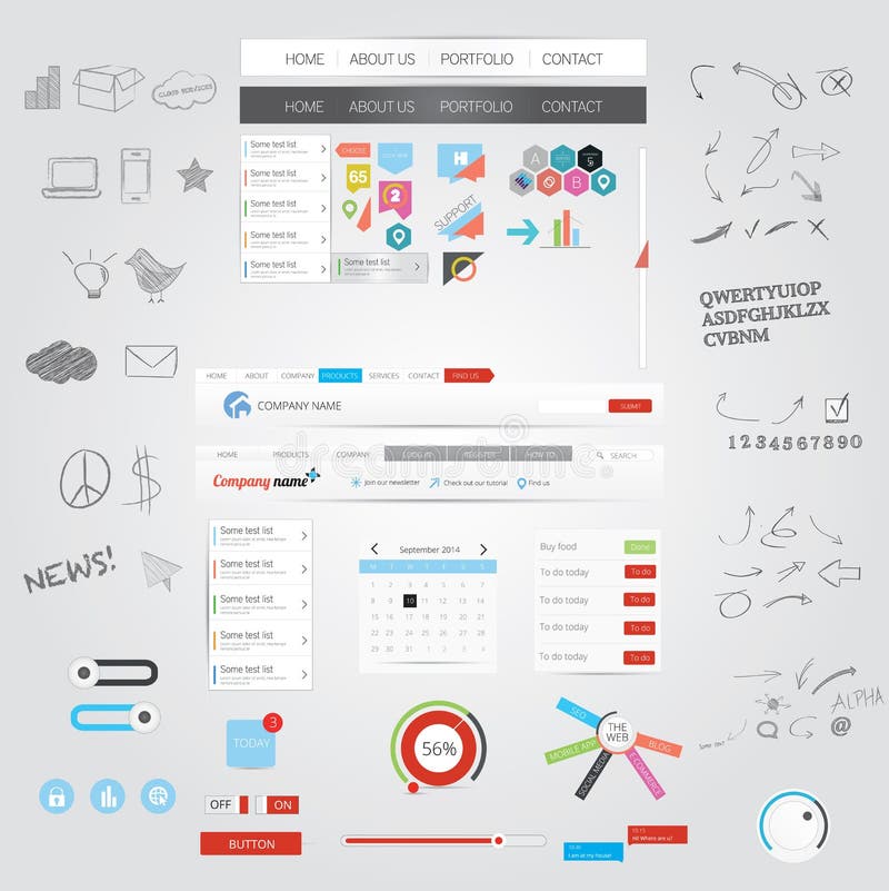 Large Collection of Web Graphics Stock Illustration - Illustration of ...