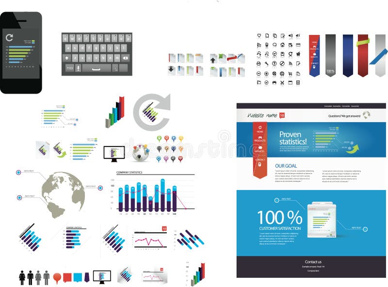 Large Collection of Web Graphics Stock Illustration - Illustration of ...