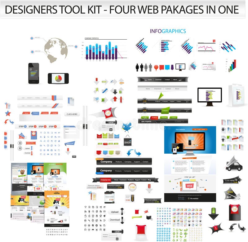 Large Collection of Web Graphics Stock Illustration - Illustration of ...