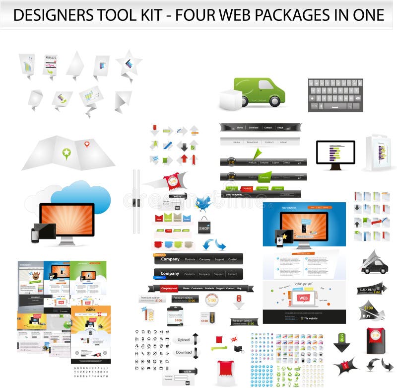 Large Collection of Web Graphics Stock Illustration - Illustration of ...