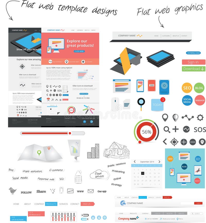 Large Collection of Web Graphics Stock Illustration - Illustration of ...