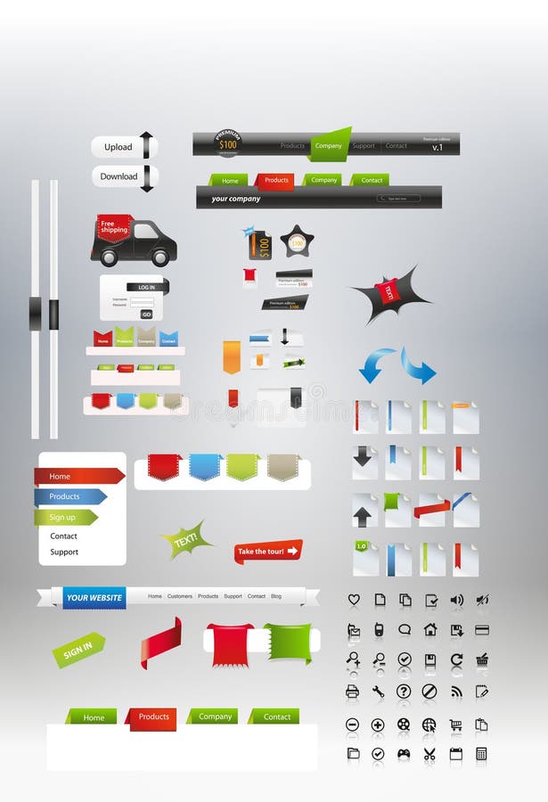 Large Collection of Web Graphics Stock Illustration - Illustration of ...