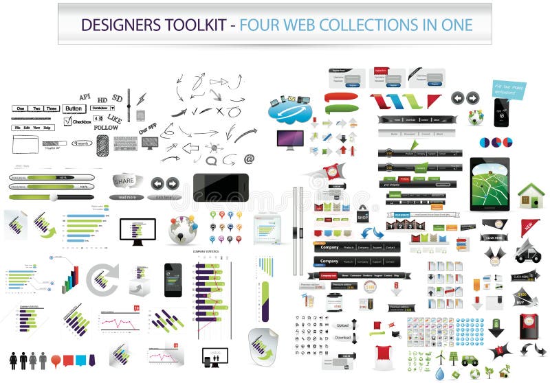 Large Collection of Web Graphics Stock Illustration - Illustration of ...