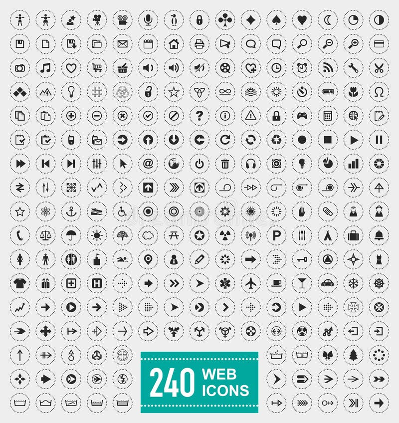 Large Collection of Web Icons and Symbols Stock Vector - Illustration ...