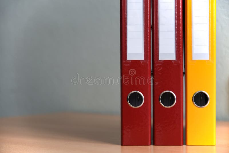 Large Color Folders for Documents on the Table in the Office, Close-up ...
