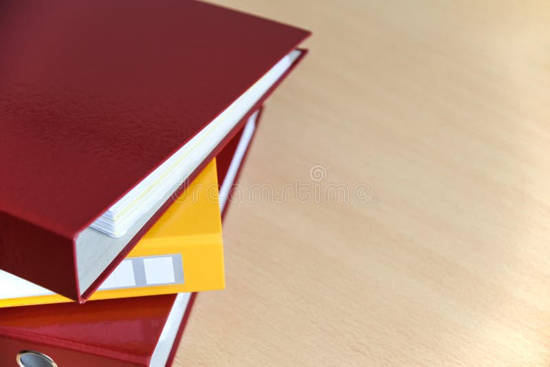 Large Color Folders for Documents on the Table in the Office, Close-up ...