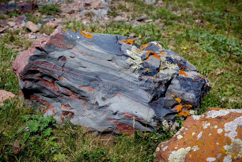 A Large Colored Boulder Stone with an Unusual Texture Stock Photo ...