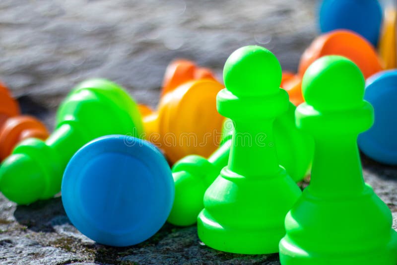 Large Colored Chess Pieces, Yard Games Stock Image - Image of ...