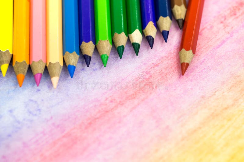 Large Colored Pencils Close-up Stock Photo - Image of color, orange ...