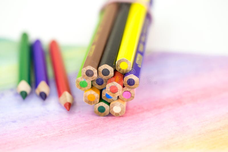 Large Colored Pencils Close-up Stock Photo - Image of crayon ...