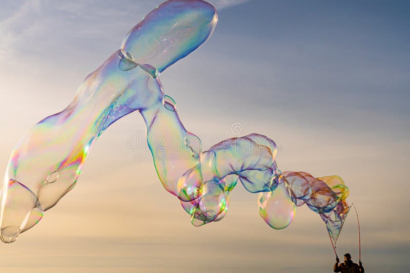 Sunlight Refracting through Large Colorful Bubbles on the Ocean Coast ...