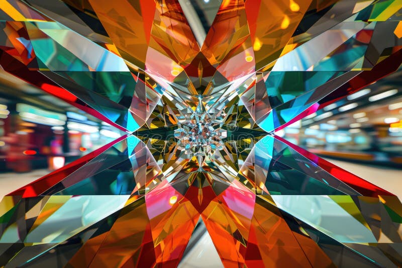 A Large Colorful Crystal Star is Placed Inside a Building, Perfect for ...